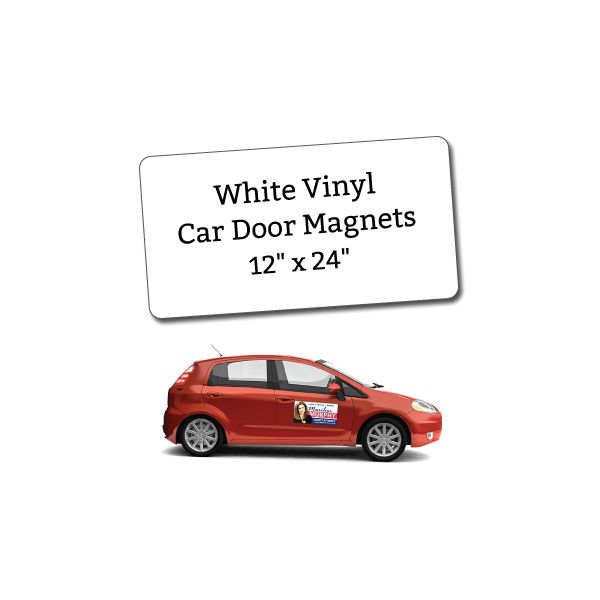 White Vinyl Magnetic Car Sign 12" x 24" | Custom-Magnets