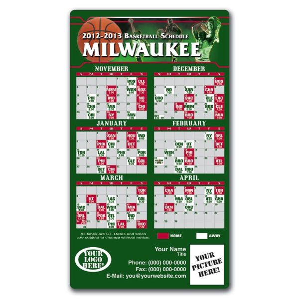 Milwaukee Bucks Basketball Team Schedule Magnets 4" x 7" | Custom-Magnets
